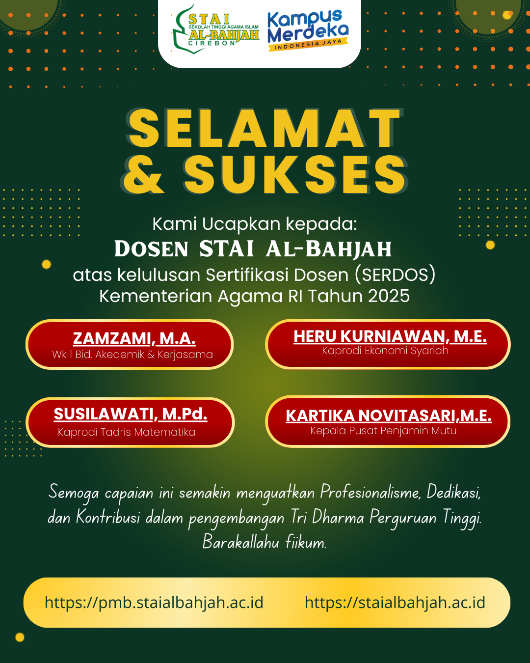 Empat Dosen STAI Al-Bahjah Lulus Sertifikasi Dosen Kemenag RI tahun ...